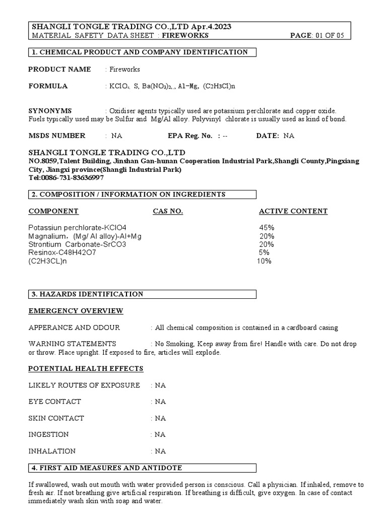 江西MSDS-1 3G | PDF | Toxicity | Dangerous Goods
