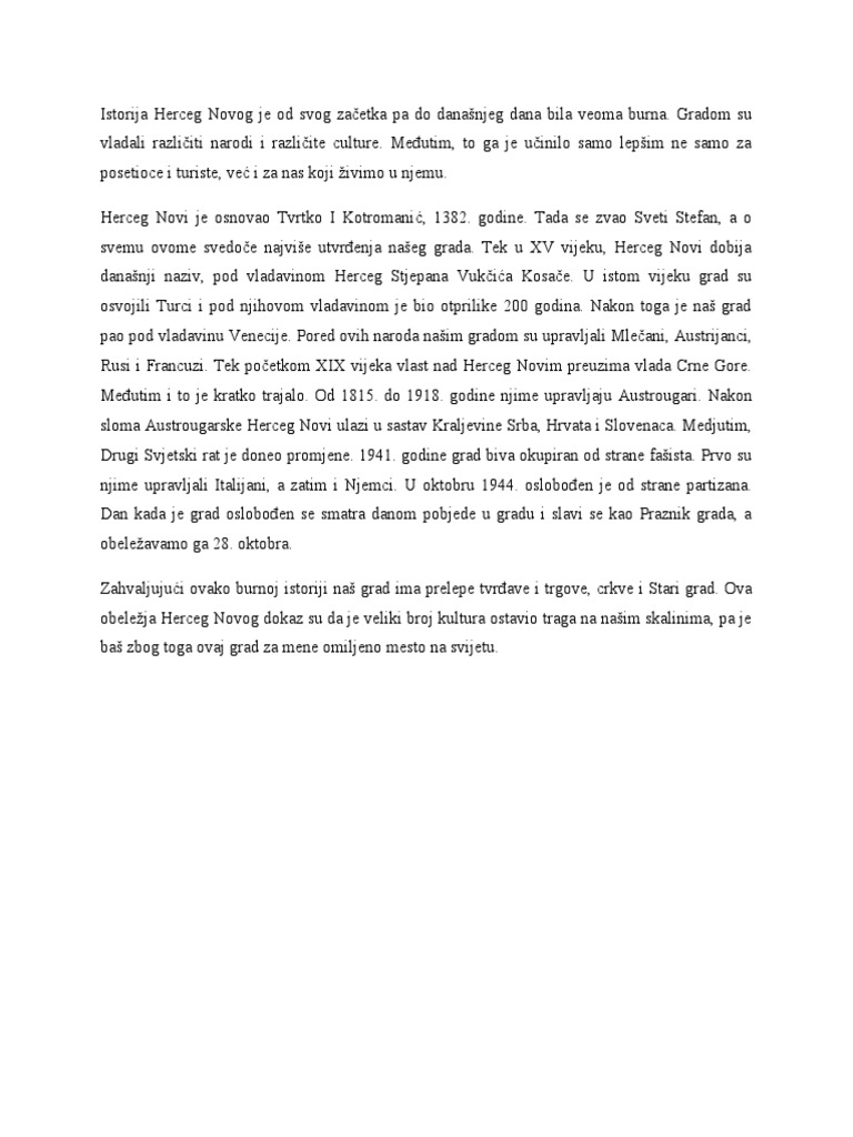Istorija Herceg Novog | PDF