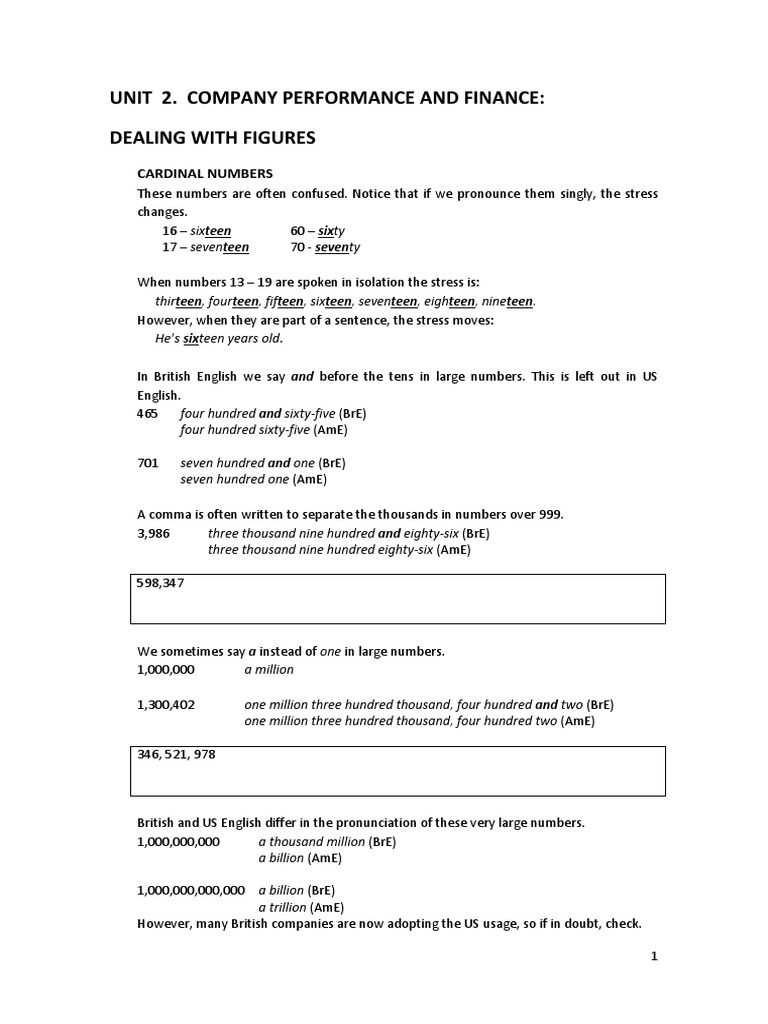 2017 Unit 2 Finance Dealing With Figures Pdf Celsius Fahrenheit