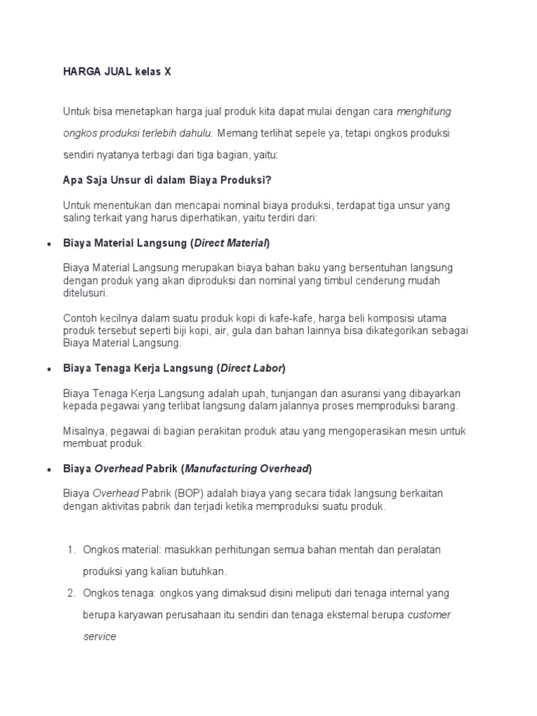 Rumus Harga Jual Produk PKWU | PDF