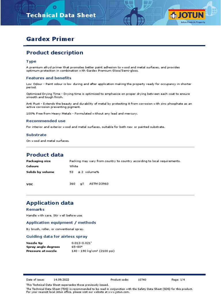 TDS 10740 Gardex Primer Euk ID | PDF | Paint | Ventilation (Architecture)