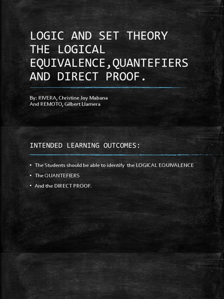Logic and Set Theory | PDF | Logic | Mathematics