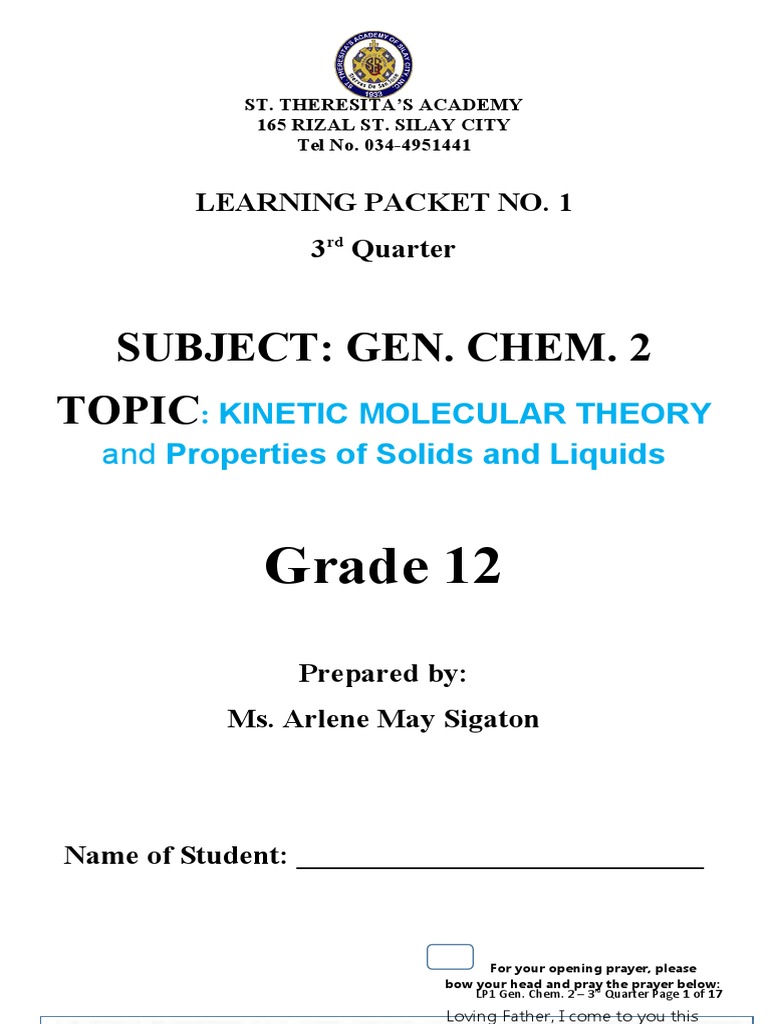 LP1 Gen. Chemistry 2 3rd Quarter SY2022-2023 Checked | PDF | Chemical ...