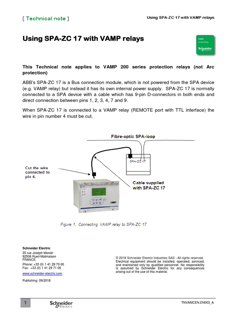 TNVAMC - EN003 A Using SPA ZC 17 With VAMP Relays | PDF