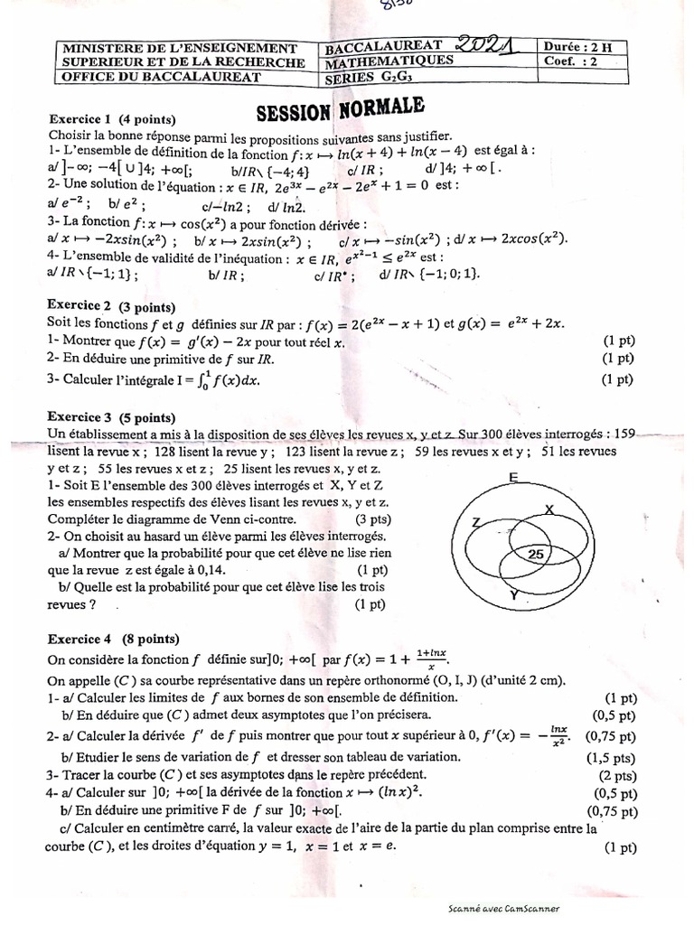 Bac Ii G2 G3 2021 Math | PDF