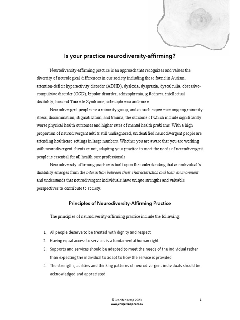 Neurodiversity-Affirming Practice Guide | PDF | Mental Disorder ...