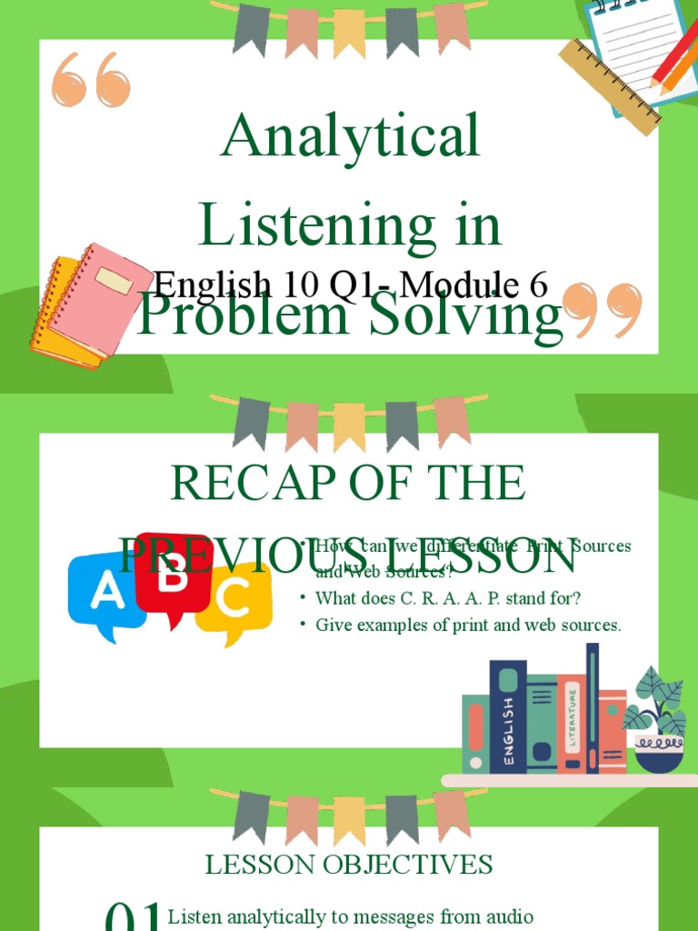 Analytical Listening in Problem Solving | PDF
