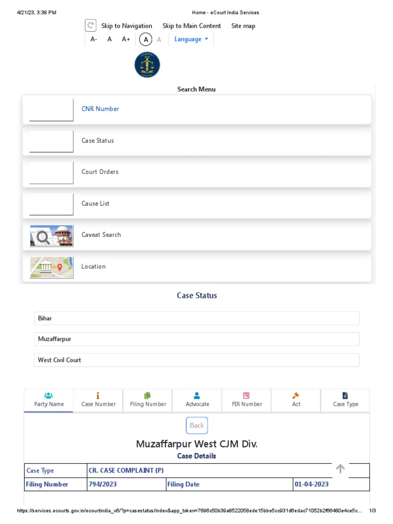 Home - eCourt India Services | PDF