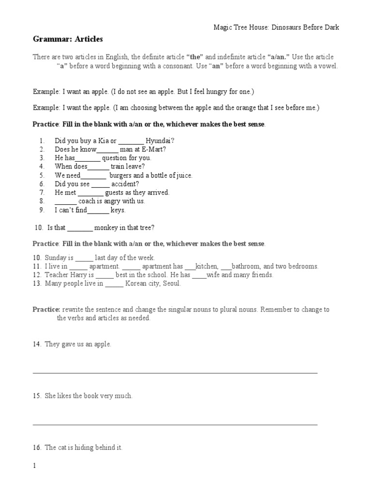 Magic Tree House Workbook Grammar | PDF | Grammatical Tense | Verb