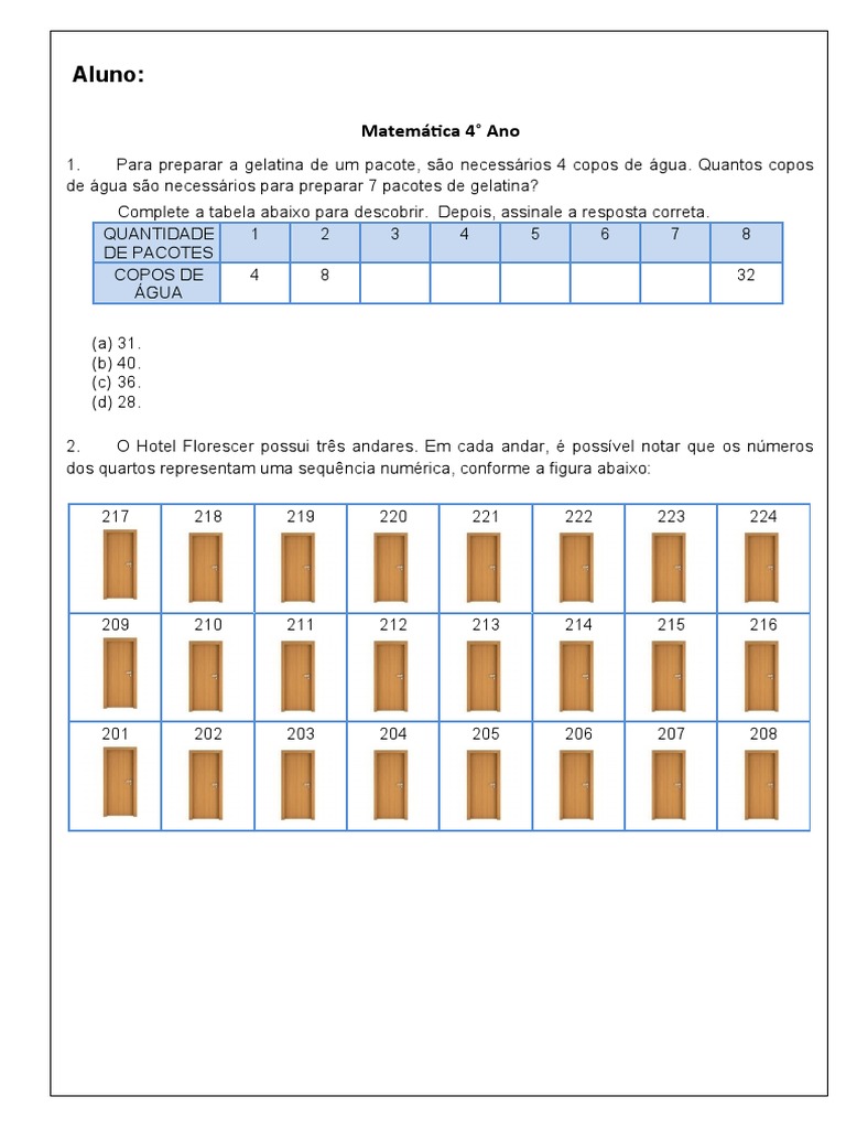 4ano MATEMATICA Ativ 16 Identificar Regularidades em Sequ Ncias Num®ricas | PDF