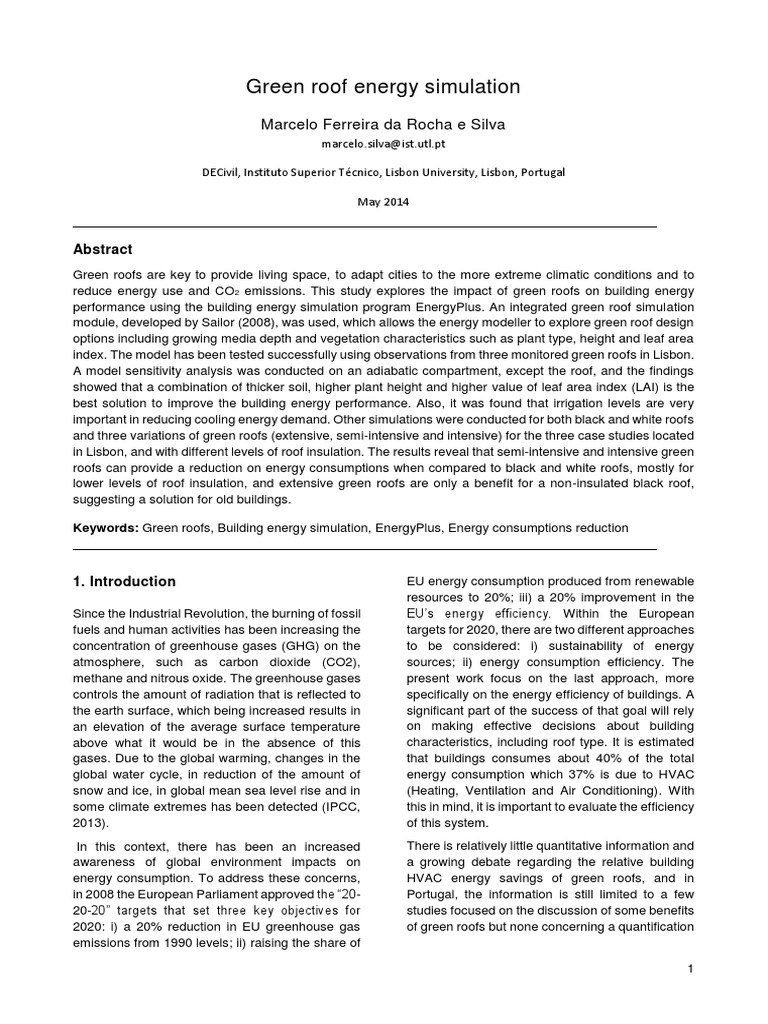 Green Roof Energy Simulation | PDF | Climate Change | Greenhouse Gas