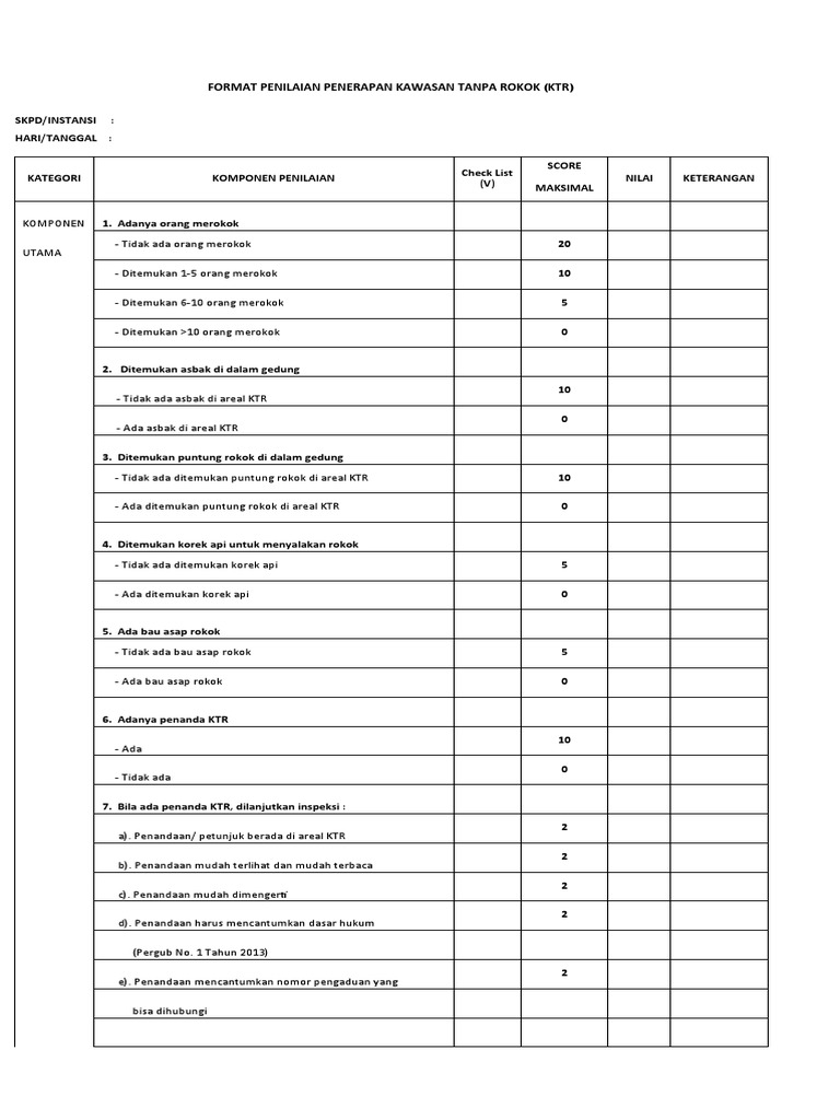Form KTR Instansi | PDF