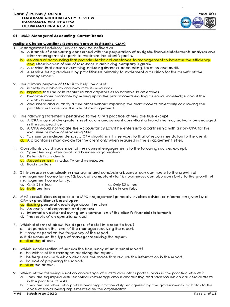 Mas 1 | PDF | Accounting | Management Accounting