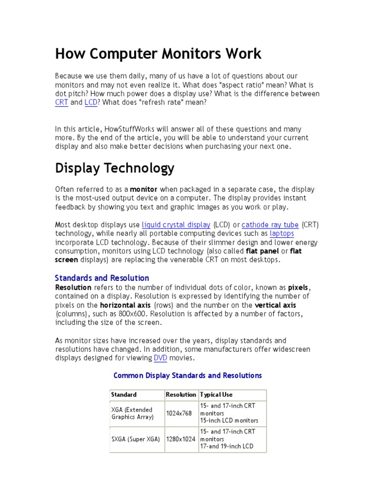 3.how Monitors Work | PDF | Computer Monitor | Display Resolution