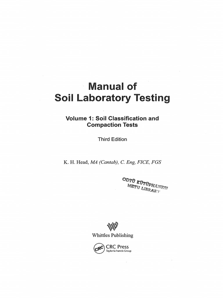 Manual of Soil Laboratory Testing Soil Classification and Compaction ...