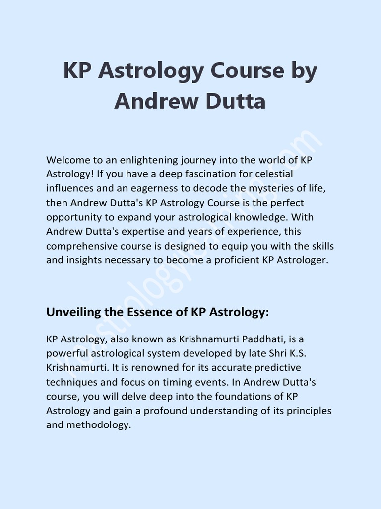KP Astrology Course by Andrew Dutta | PDF | Science & Mathematics ...