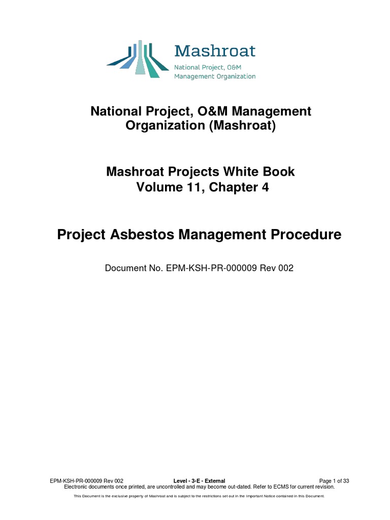 EPM-KSH-PR-000009 - 02 Project Asbestos Management Procedure | PDF ...