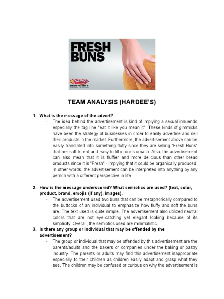 Hardee's Ad Analysis: Ethics & Impact | PDF | Advertising | Marketing