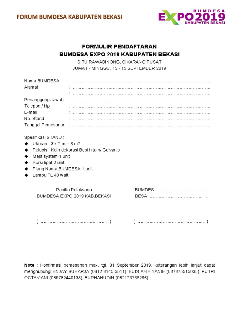Formulir Pendaftaran Stand | PDF | Sains & Matematika