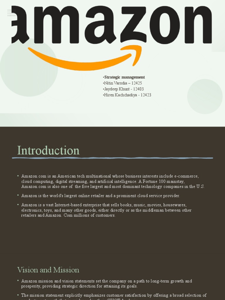 Amazon - Strategic Management | PDF | E Commerce | Strategic Management
