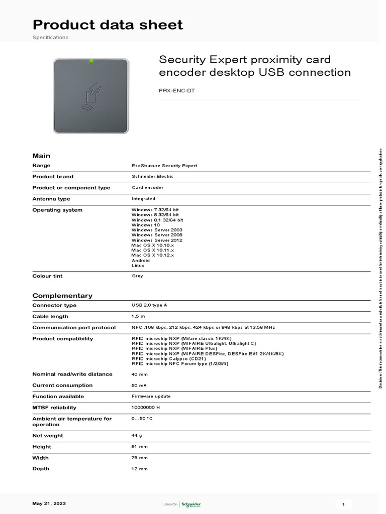 EcoStruxure™ Security Expert - PRX-ENC-DT | PDF