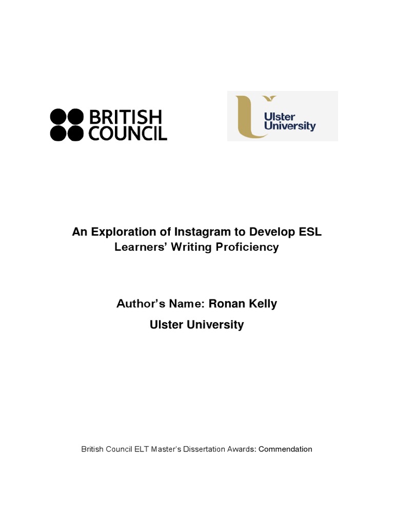 Dissertation For Publication Ulster University Pdf Second Language
