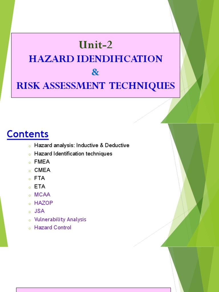 Unit 2 - Hazard Identification & Risk Assesament Techq. | PDF ...