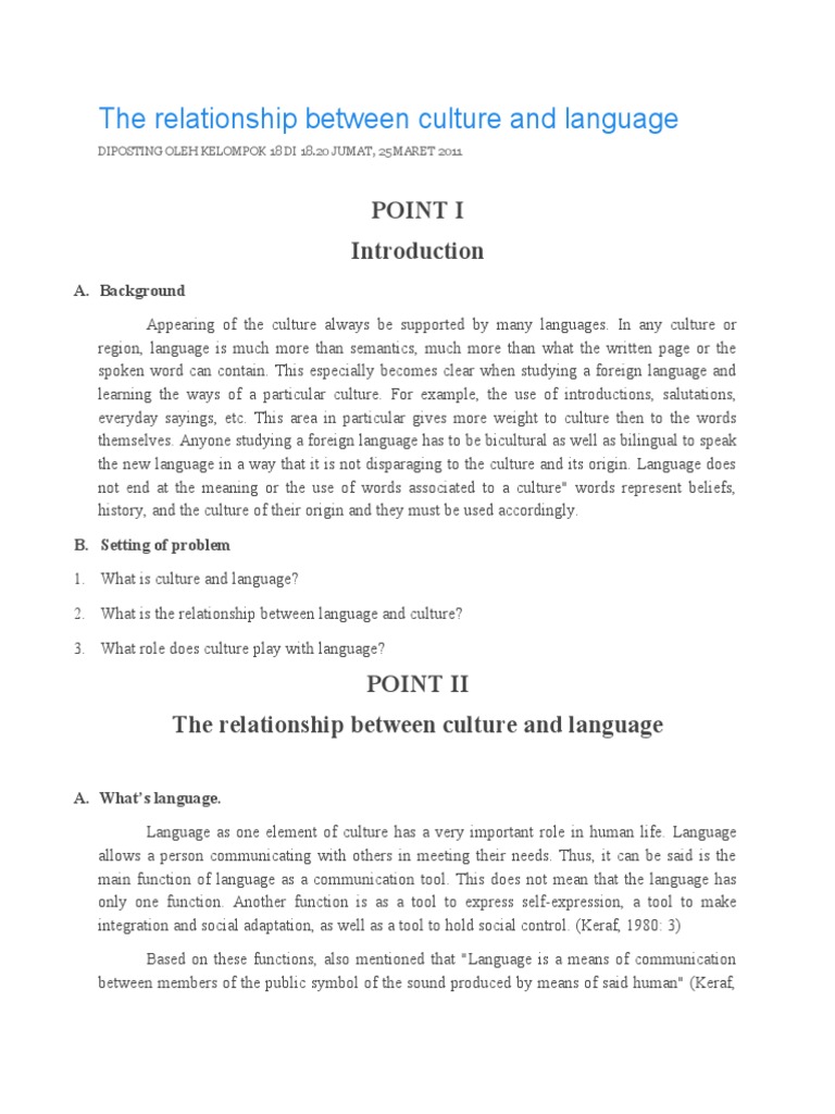 The Relationship Between Culture and Language | PDF | Communication ...