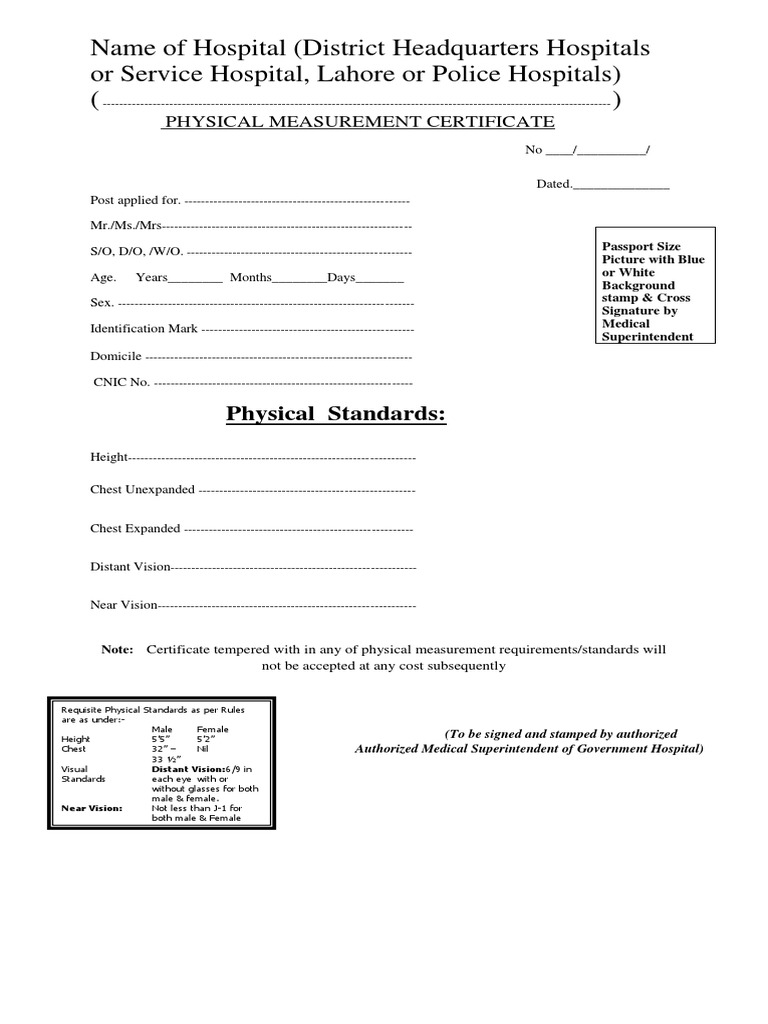 Proforma For Medical Certificate | PDF | National Security ...