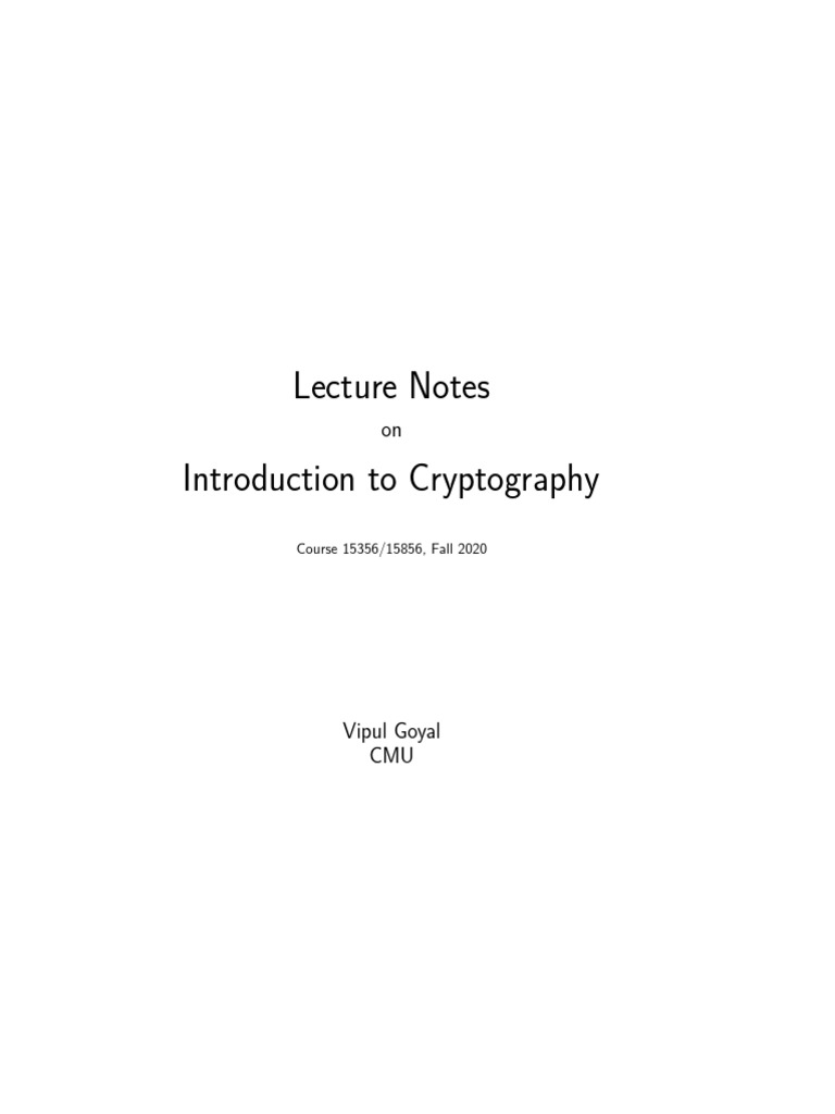 Lecture Notes On Applied Cryptography | PDF | Cryptography | Encryption Lecture Notes On Applied Cryptography | PDF | Cryptography | Encryption