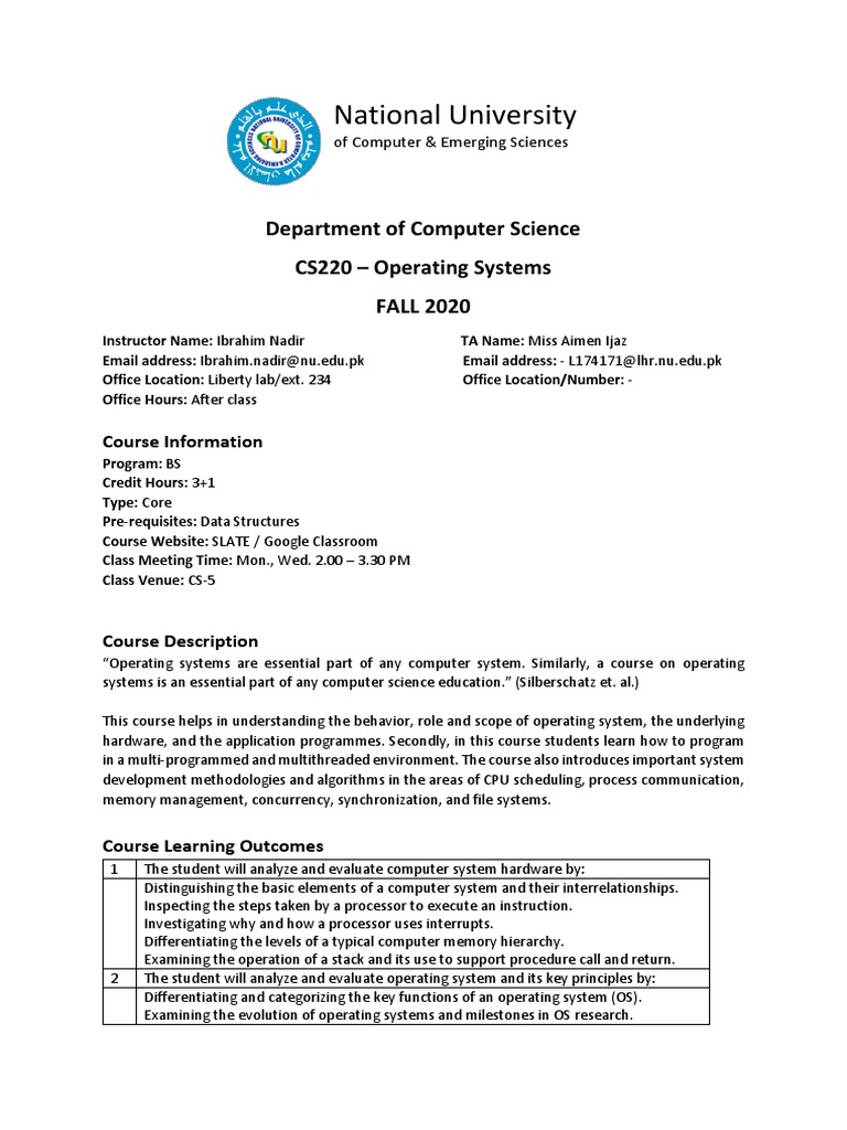 Outline cs220 OS | PDF | Process (Computing) | Thread (Computing)