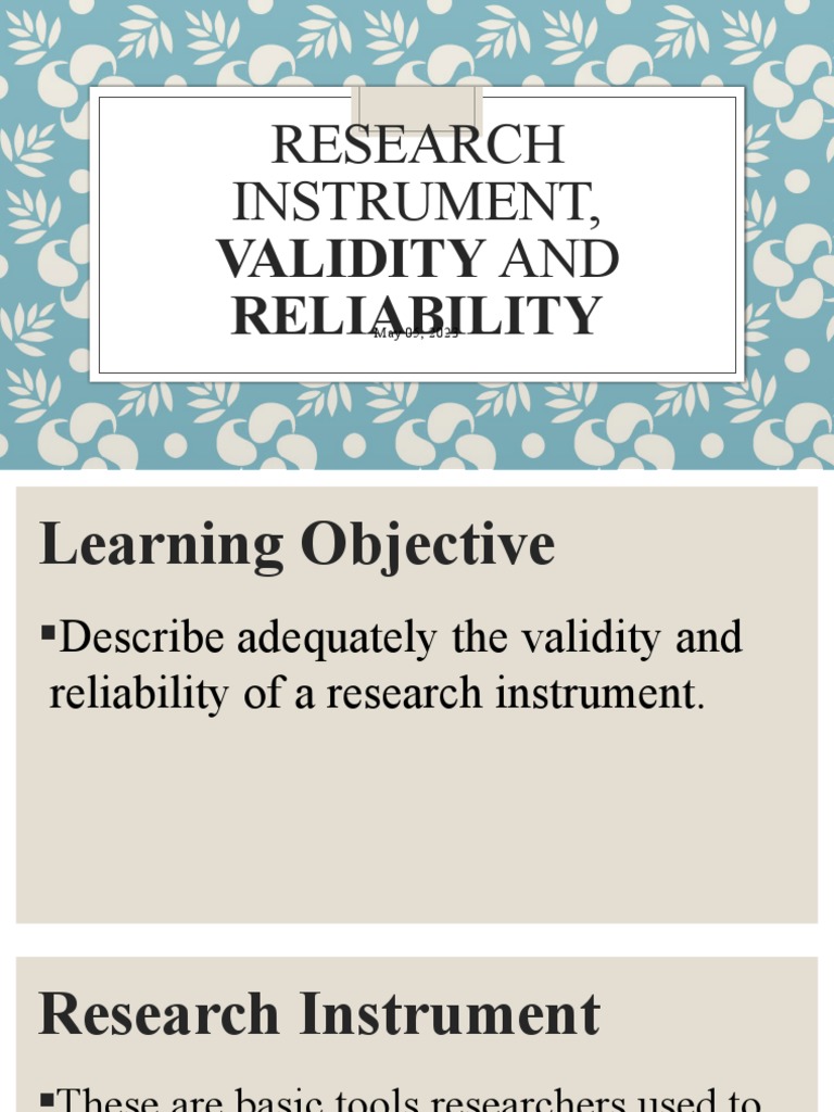 Validity and Reliability of Research Instruments | PDF | Career & Growth