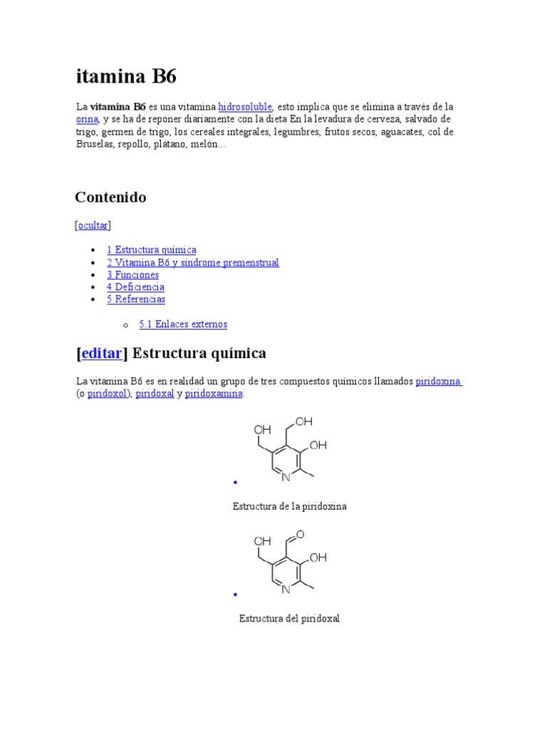 Vitamina B6 | PDF | Bioquímica | Química