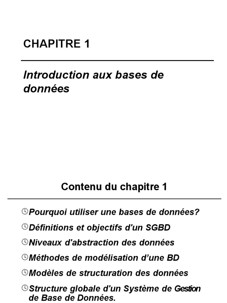 Chapitre 01 - Introduction aux bases de données | PDF | Bases de ... Chapitre 01 - Introduction aux bases de données | PDF | Bases de ...