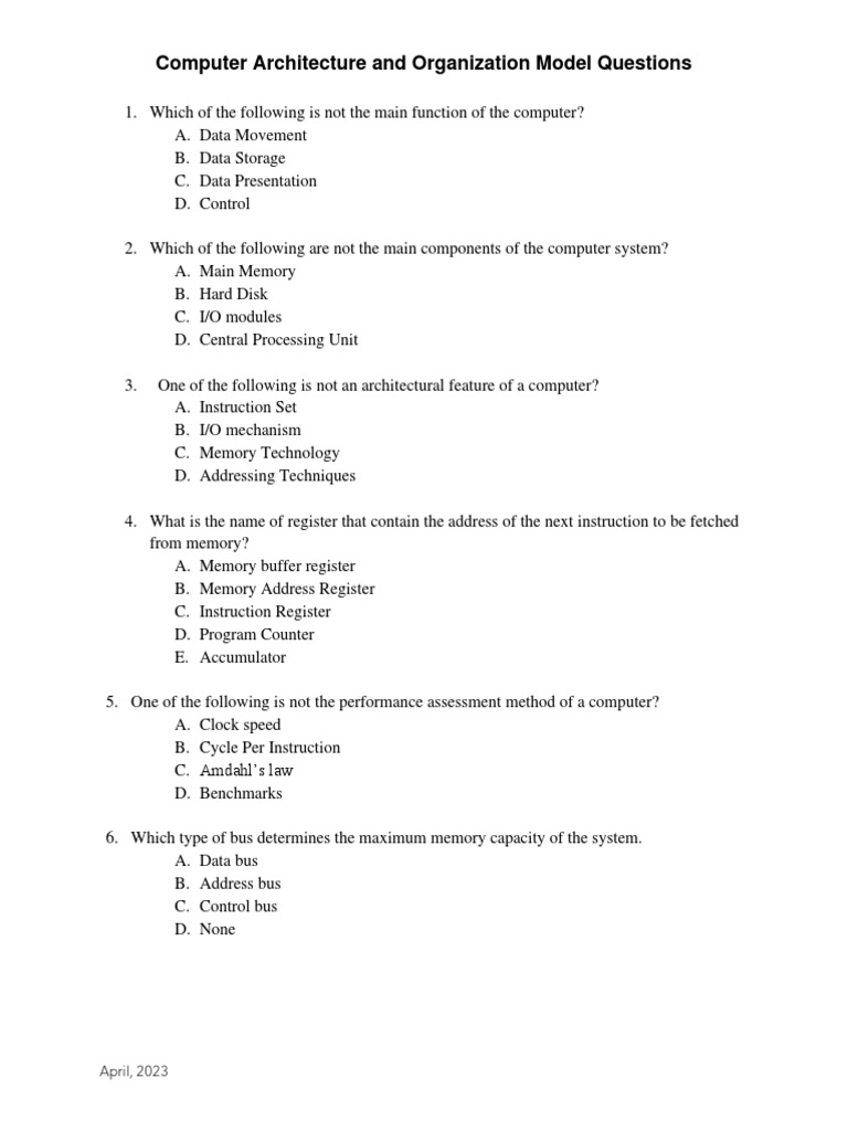 Comp Arc Model Questions | PDF | Cpu Cache | Random Access Memory