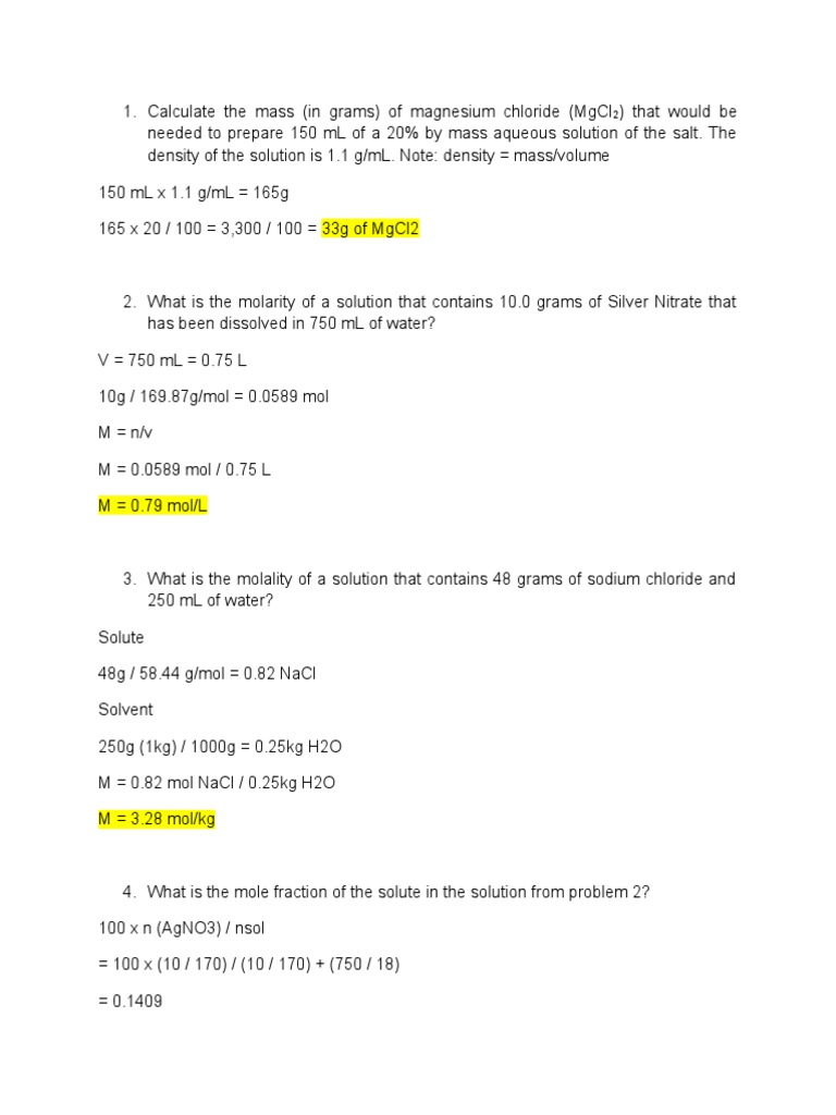 What Is The Molarity of A Solution That Contains 10.0 Grams of Silver Nitrate That Has Been ...