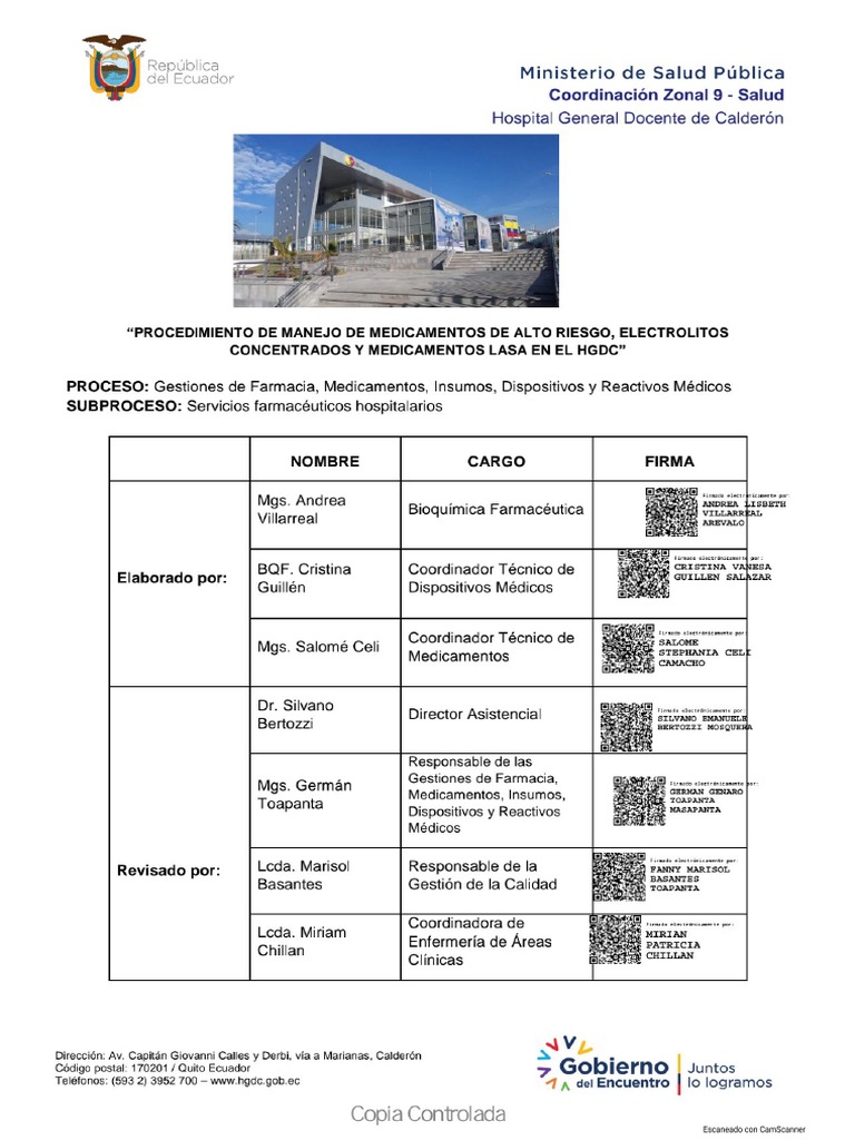 Procedimiento de Manejo de Medicamentos de MAR, Elctrolitos - y - Lasa | PDF