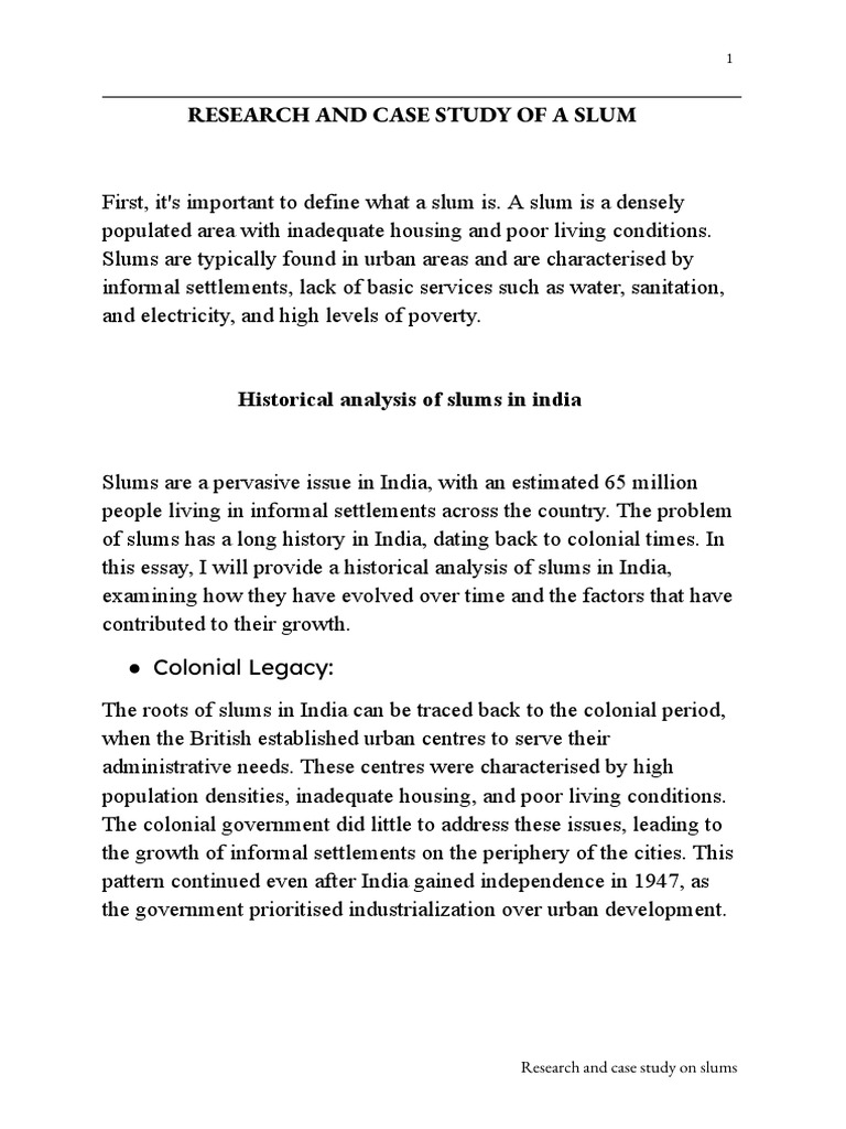 Research and Case Study of A Slum | PDF