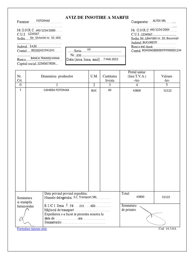 Aviz de Insotire A Marfii Word | PDF