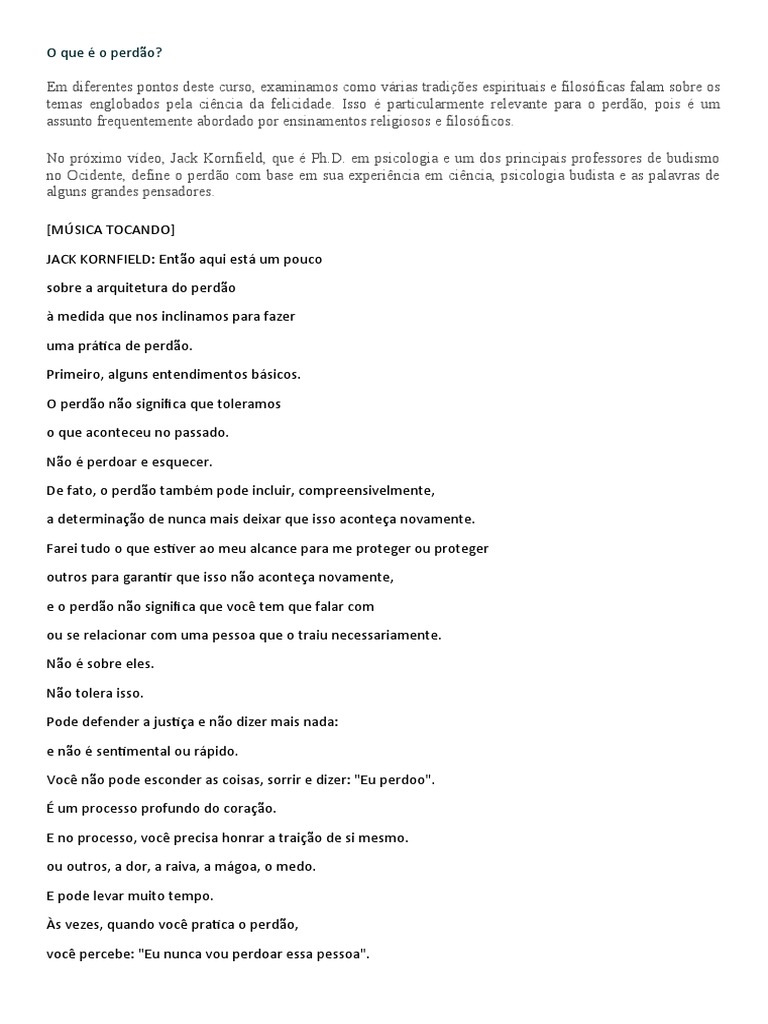 O Poder e Significado do Perdão | PDF