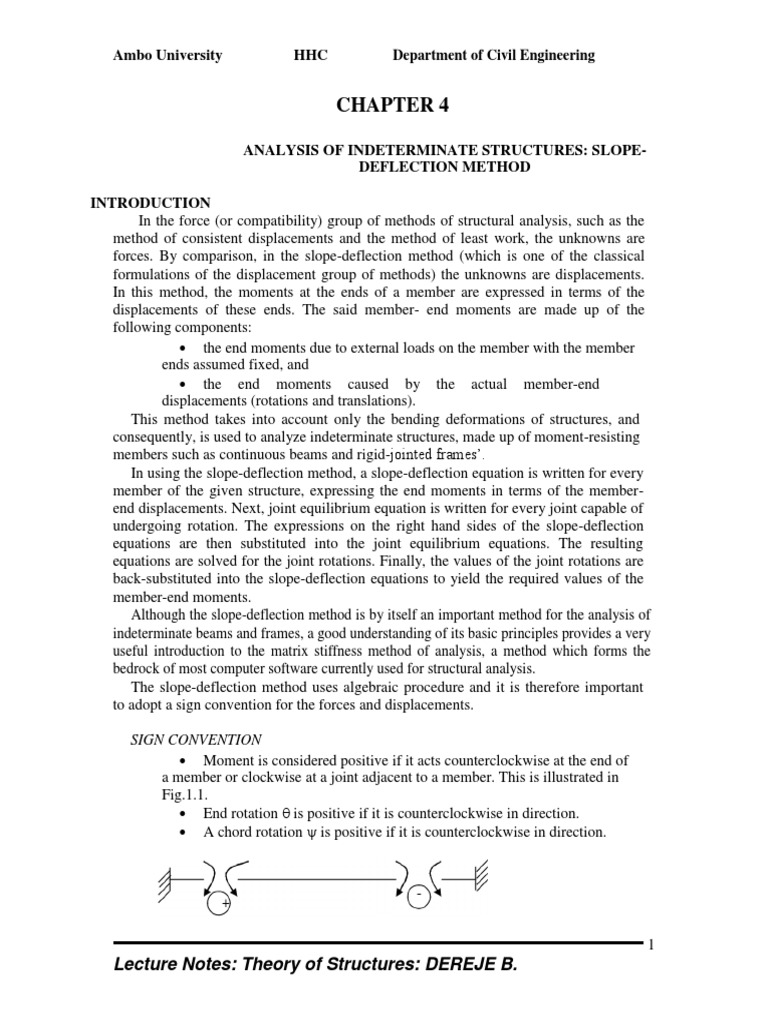 Slope Deflection Method | PDF | Structural Analysis | Beam (Structure)