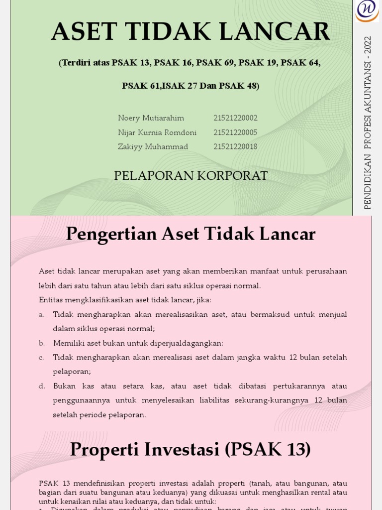 Pengertian dan Contoh Aset Tidak Lancar | PDF