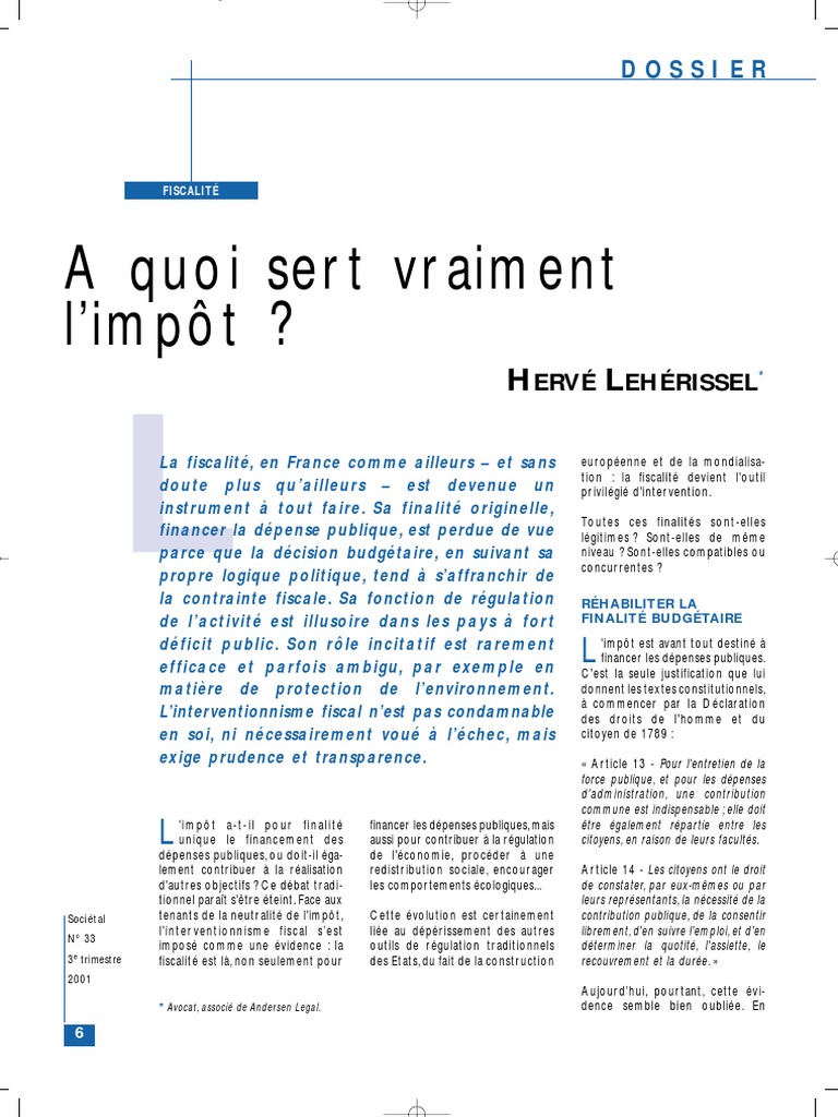 Rôle et finalités de l'impôt en France | PDF | Finance et gestion monétaire