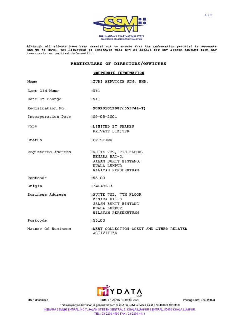 Zuri Services Sdn. Bhd. Profile | PDF | Malaysia