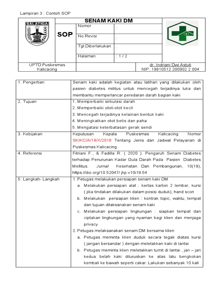 SOP Senam Kaki DM | PDF