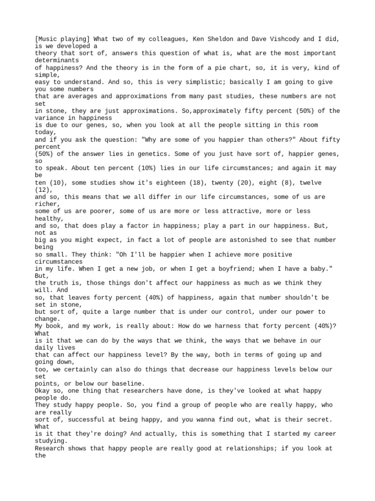 Sonja Lyubomirsky - What Determines Happiness-_URP3-V1sY4-En | PDF