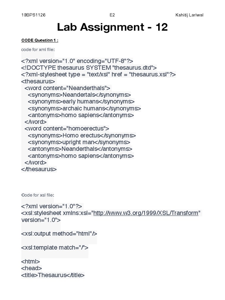 Lab-12 XML PDF | PDF