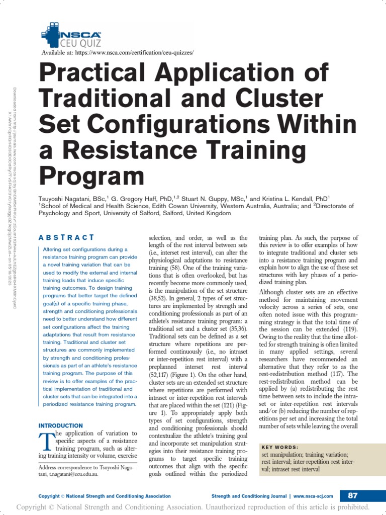 Practical Application of Traditional and Cluster.7 | PDF | Muscle ...