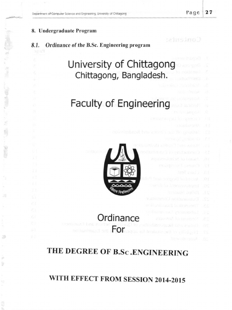 B.Sc. Engineering Program Ordinance | PDF | Course Credit | University And College Admission