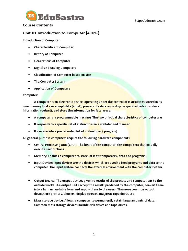 Introduction of Computer | PDF | Computer Data Storage | Operating System